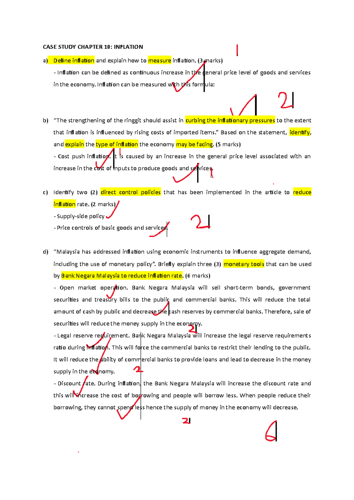 CASE Study Chapter 10 - CASE STUDY CHAPTER 10: INFLATION a) Define ...