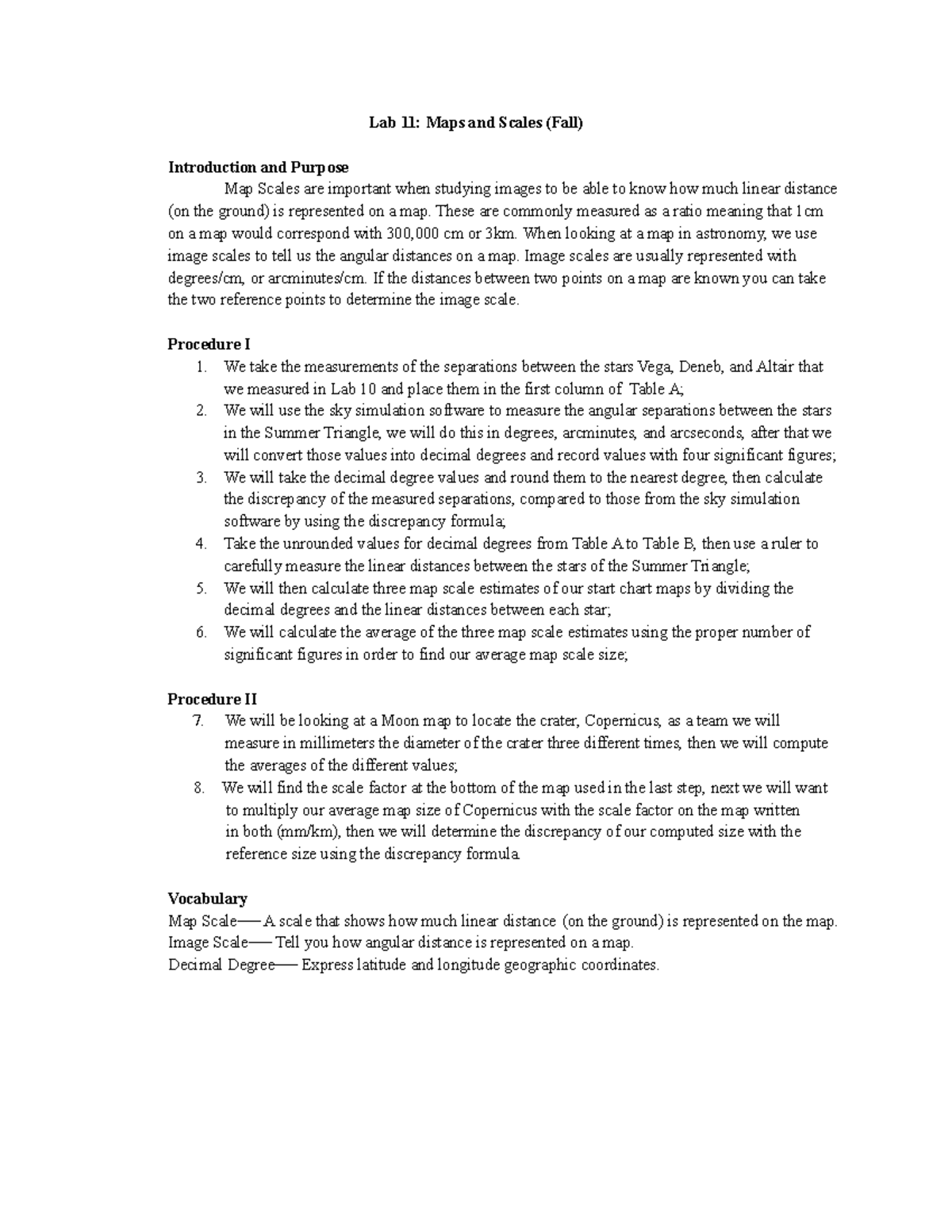 Pre Lab 11 - Pre-lab work - Lab 11: Maps and Scales (Fall) Introduction ...