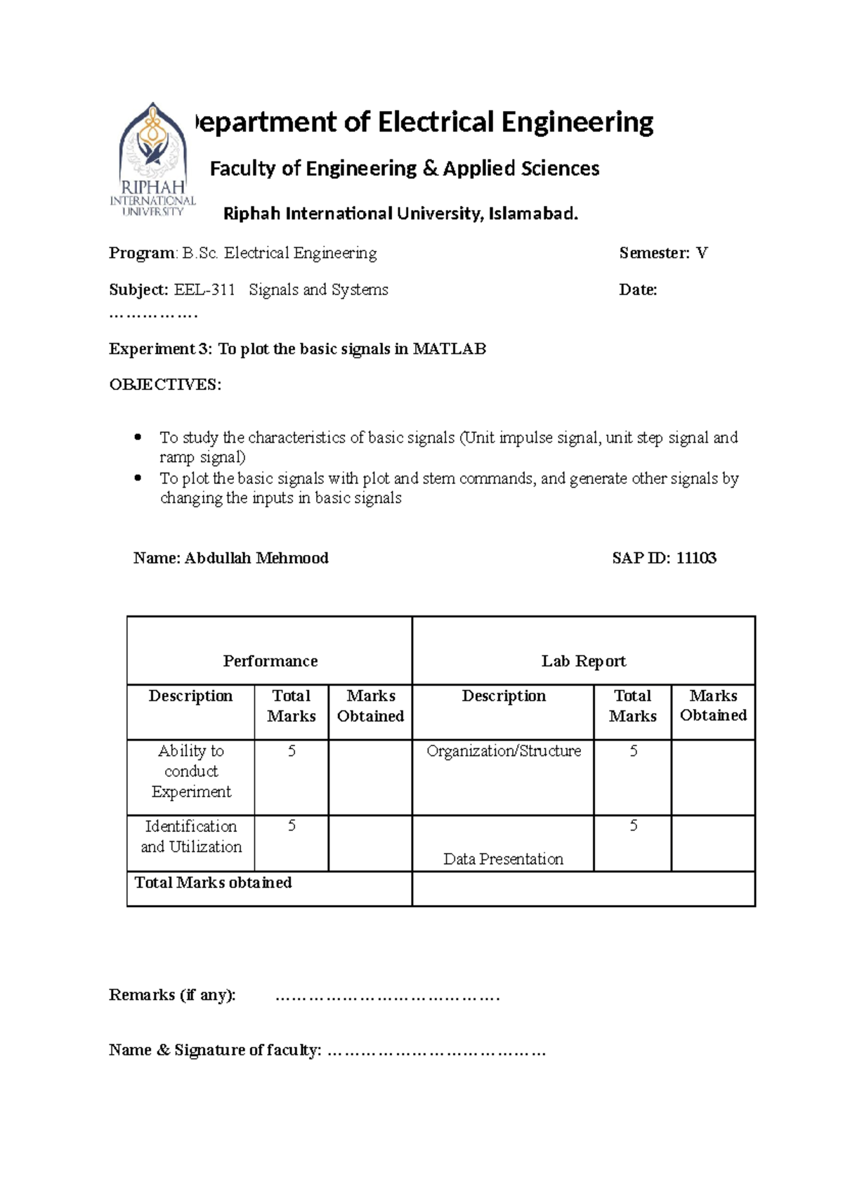 To plot the basic signals in MATLAB - Department of Electrical ...