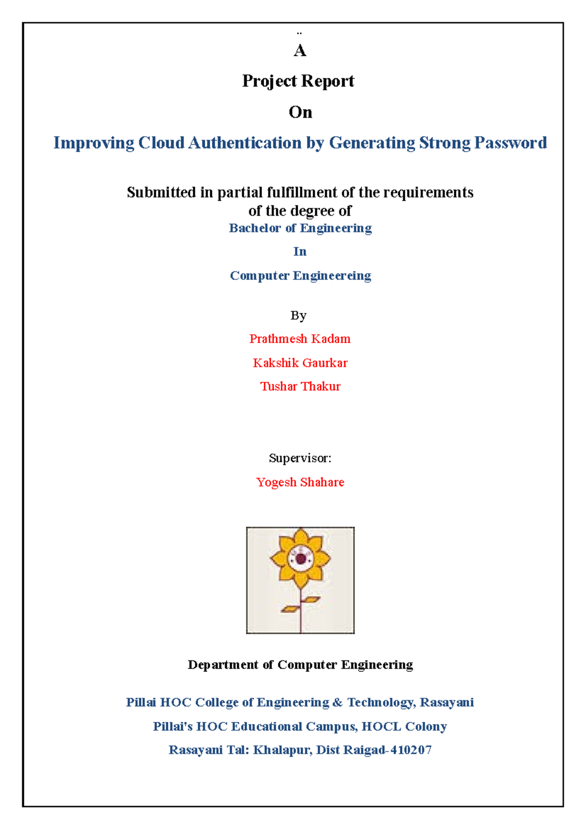 Bb - notes - .. A Project Report On Improving Cloud Authentication by ...