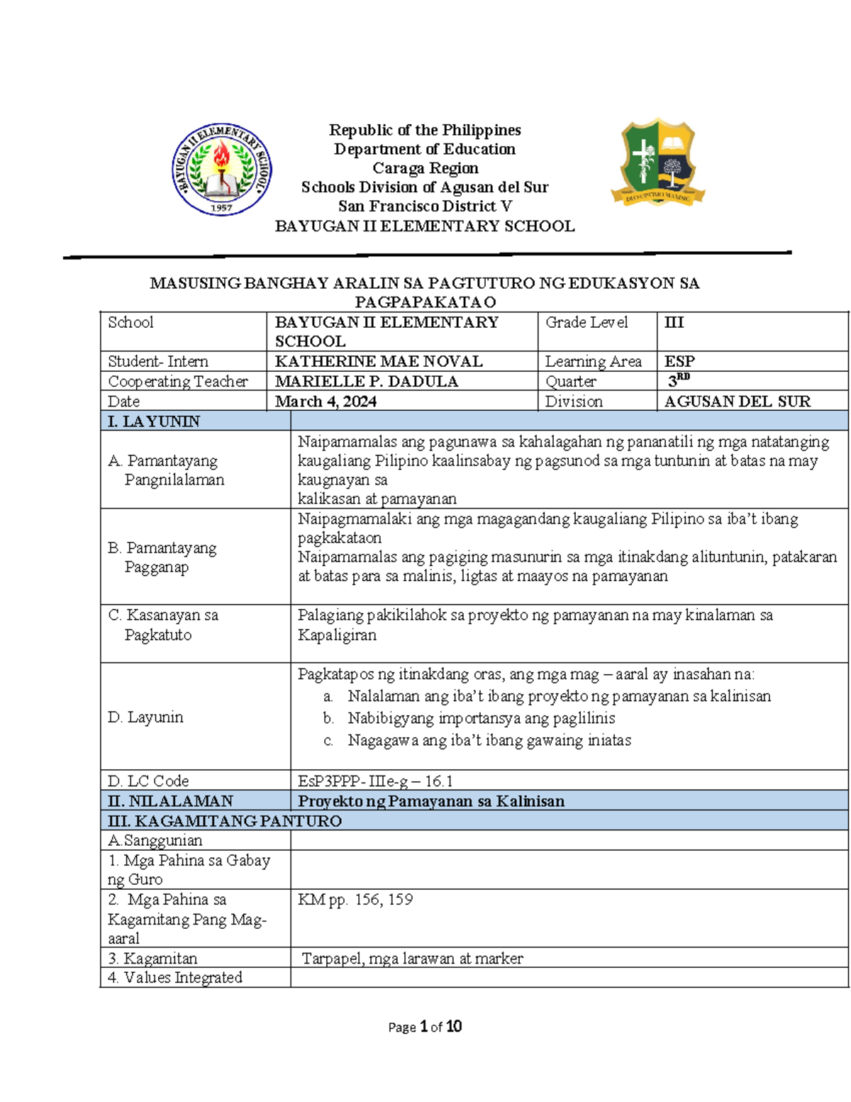 ESP 3 Proyekto SA Kalinisan - Republic of the Philippines Department of ...