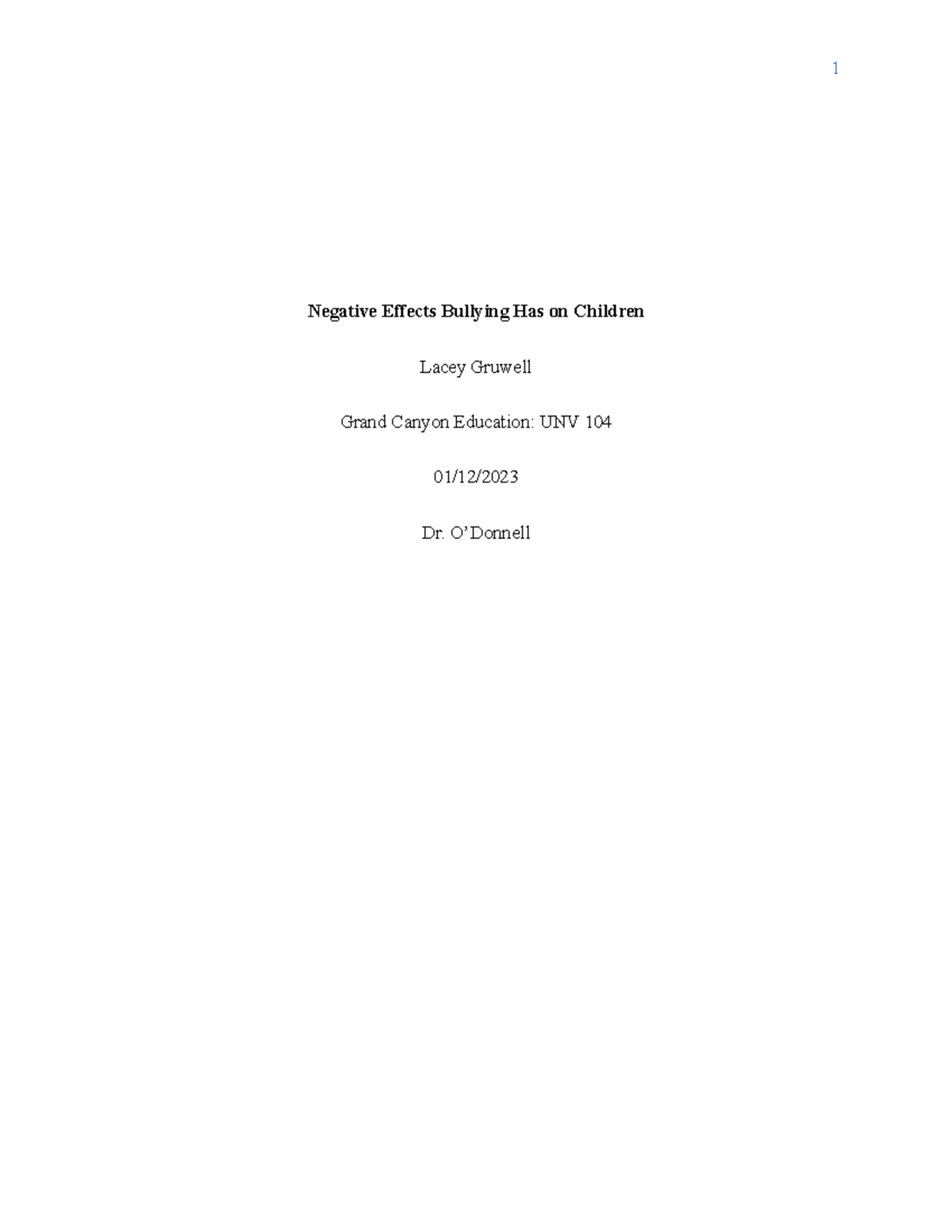 Expository Essay - Negative Effects Bullying Has on Children Lacey ...