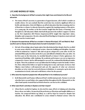 Life and Works of Rizal - Reflection Paper 2 - CREATE A REFLECTION ...