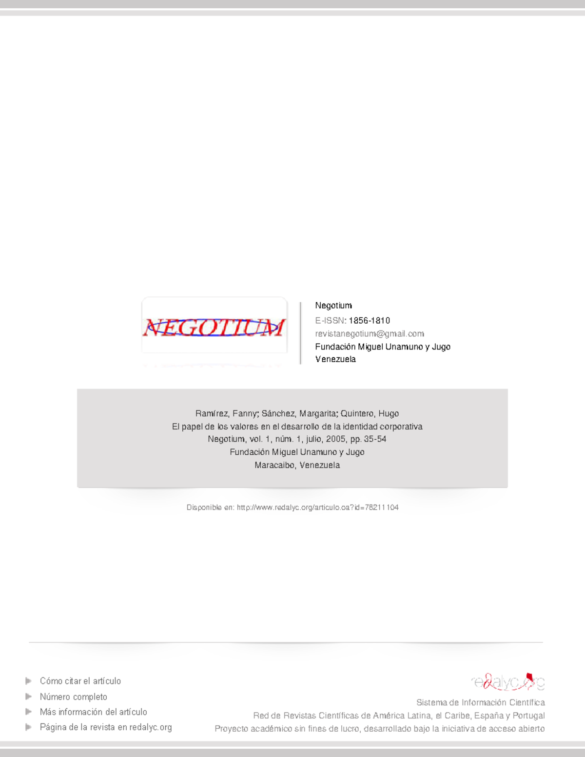 78211104 - descripción de las culturas - Negotium E-ISSN: 1856- revistanegotium@gmail Fundación ...