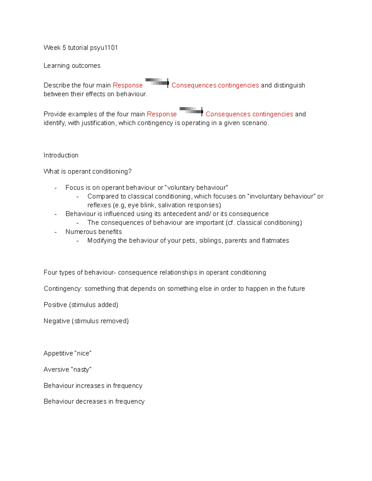 Week 5 tutorial psyu1101 - Week 5 tutorial psyu Learning outcomes Describe the four main ...
