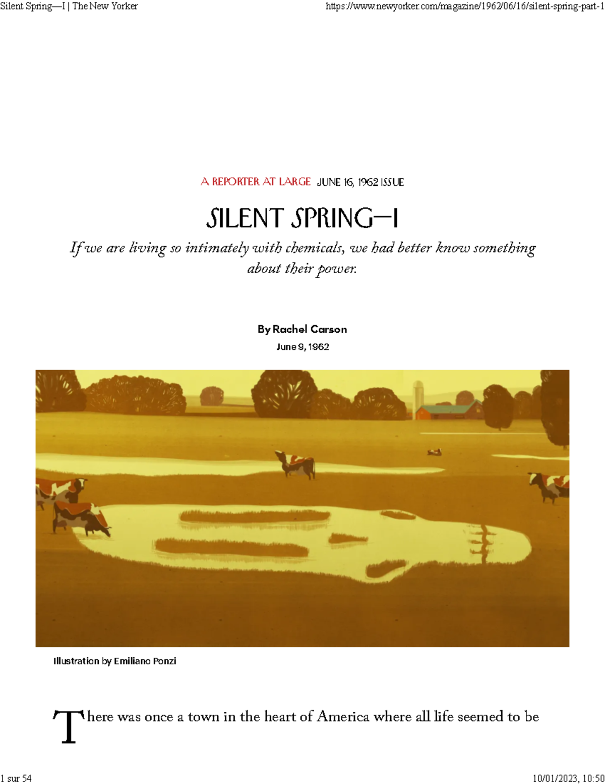 Day 2 Rachel Carson Silent Spring—I The New Yorker excerpts - T A ...