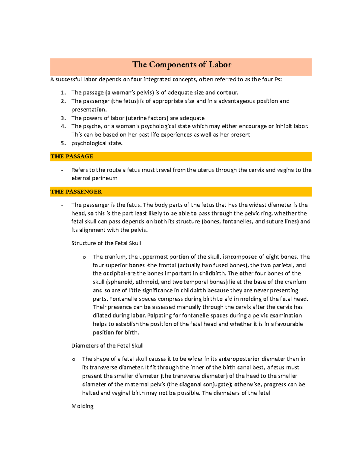 Four Integral Components of Labor - science - Studocu