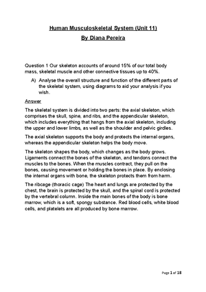 Unit 12 human musculoskeletal system (biological science) - a) Analyse ...