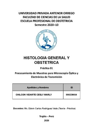 GUIA Practica Histologia 09 - UNIVERSIDAD PRIVADA ANTENOR ORREGO FACULTAD DE CIENCIAS DE LA ...