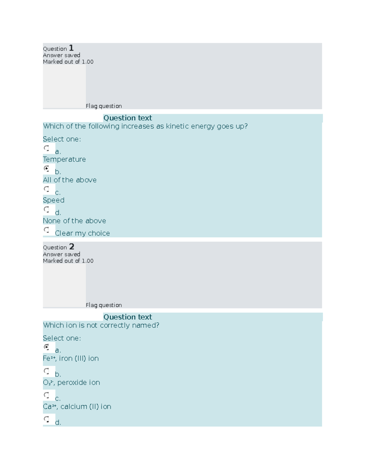 Question Quarter 2 Examination - Question 1 Answer savedMarked out of 1 ...