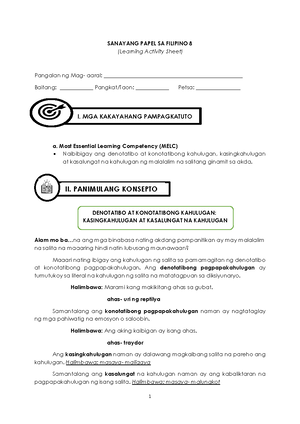 Q2-LAS-NO - Ffjfj - LEARNING ACTIVITY SHEET IN ENGLISH 8 Quarter 2, LAS ...
