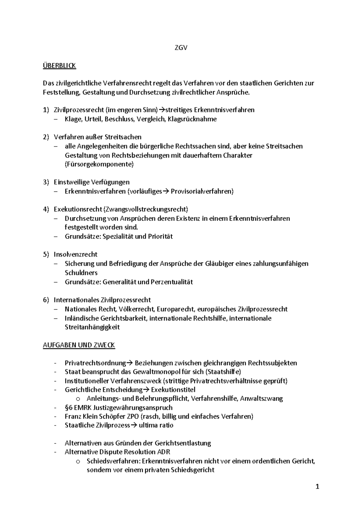 ZGV Schiedsverfahren - ZGV Fragen Zusammenfassung - ZGV ‹BERBLICK Das ...