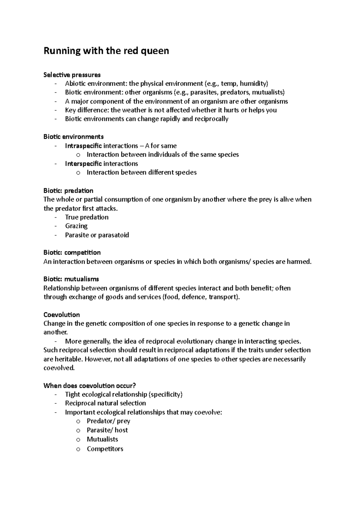 Running with the red queen - Running with the red queen Selective ...