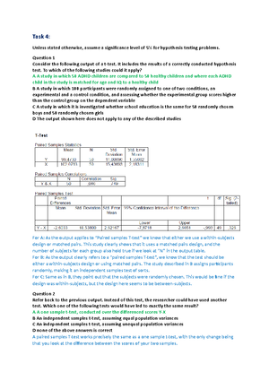 Task 1 One way Anova and multiple comparisons summary - One-way ANOVA: ANOVA (= Analysis of ...