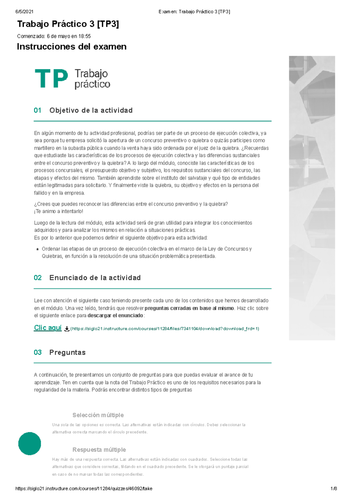 Examen Trabajo Prctico 3 [TP3] Comercial MIO 90% - Trabajo Práctico 3 [TP3] Comenzado: 6 de mayo ...