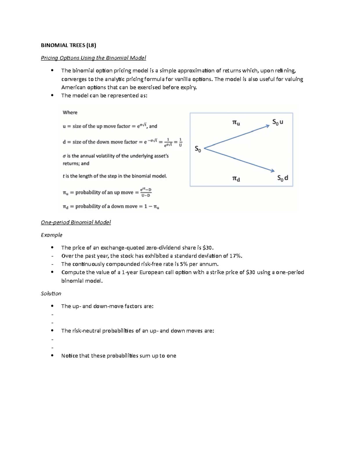 Binomial Trees (Lecture 8) - BINOMIAL TREES (L8) Pricing Options Using ...