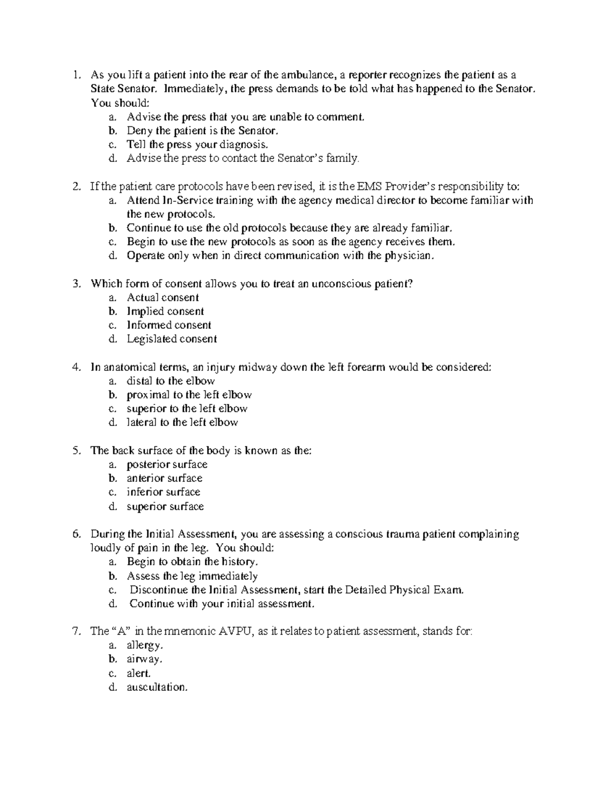 149 EMT Questions - As you lift a patient into the rear of the ...