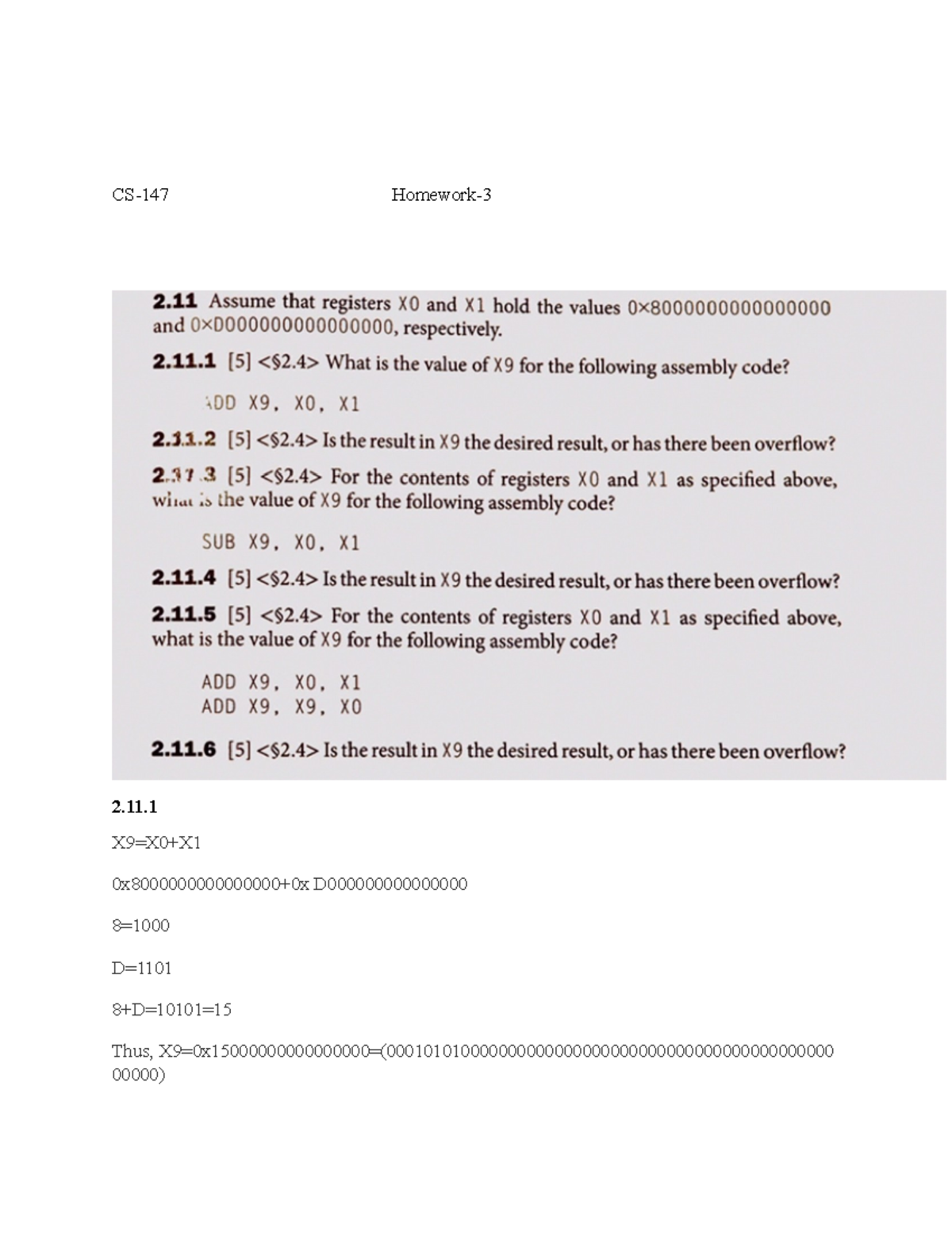 Homework 3 - 0x8000000000000000+0x D 00000) CS-147 Homework- X9=X0+X 0x8000000000000000+0x D 8 ...