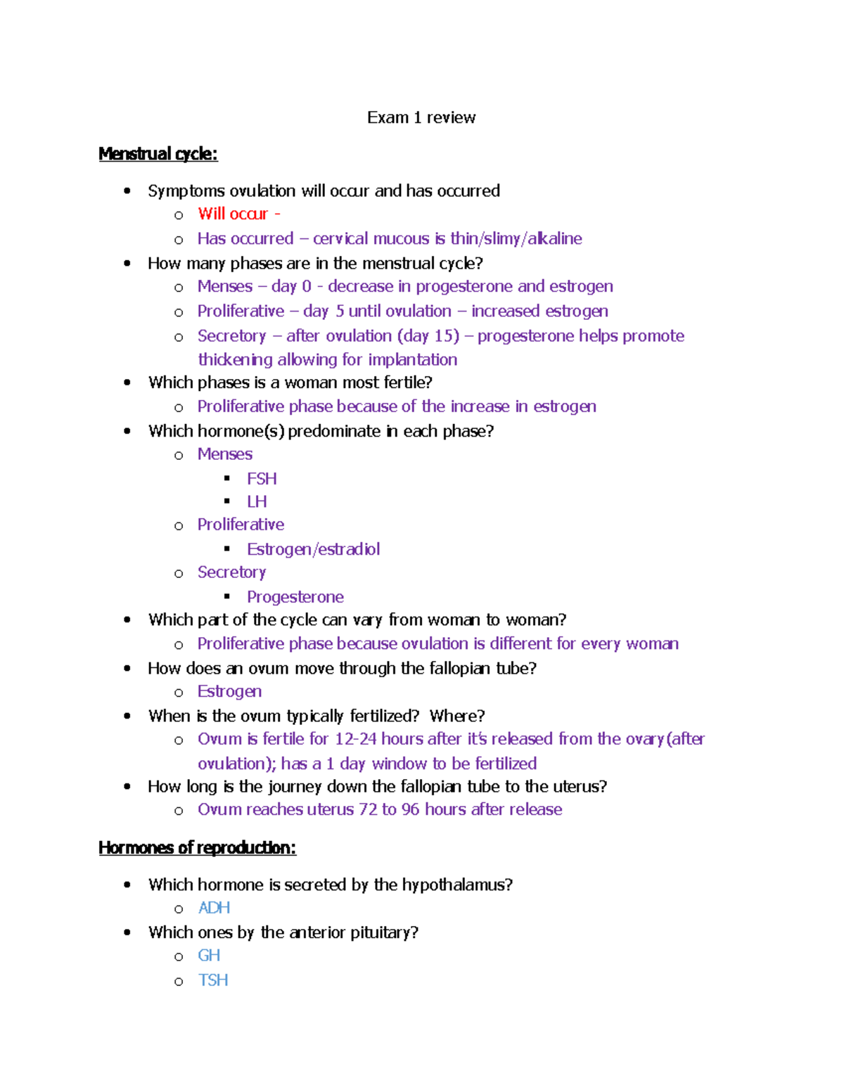 Mother-Baby Exam 1 review - Exam 1 review Menstrual cycle: Symptoms ...