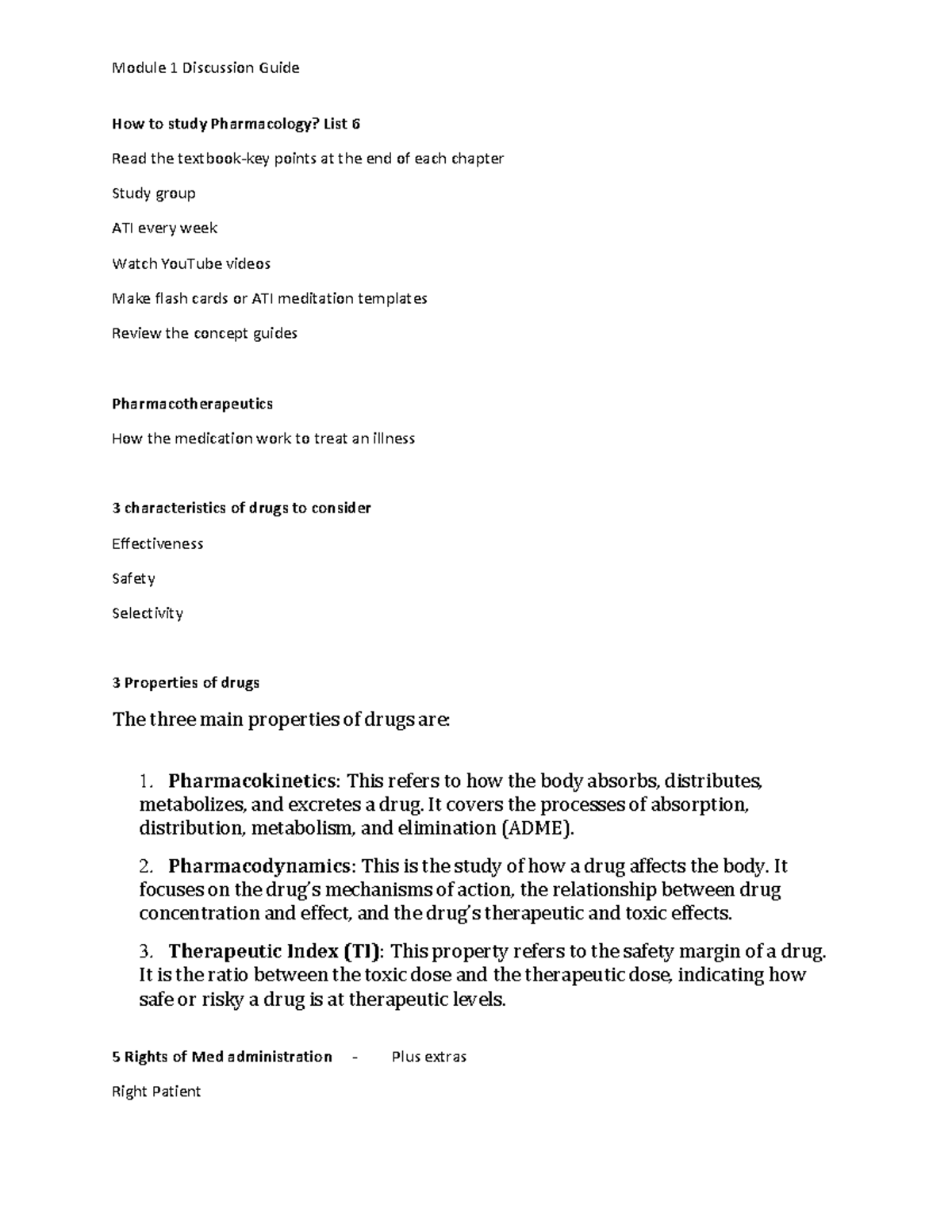 Module 1 Discussion Guide (1) - How to study Pharmacology? List 6 Read ...
