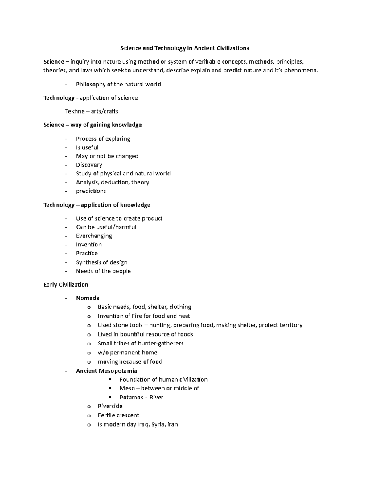 1st Meeting Science and Technology in Ancient Civilizations - Science ...