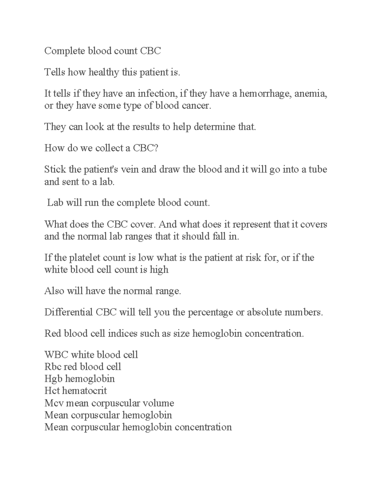 Complete blood count CBC - Complete blood count CBC Tells how healthy ...