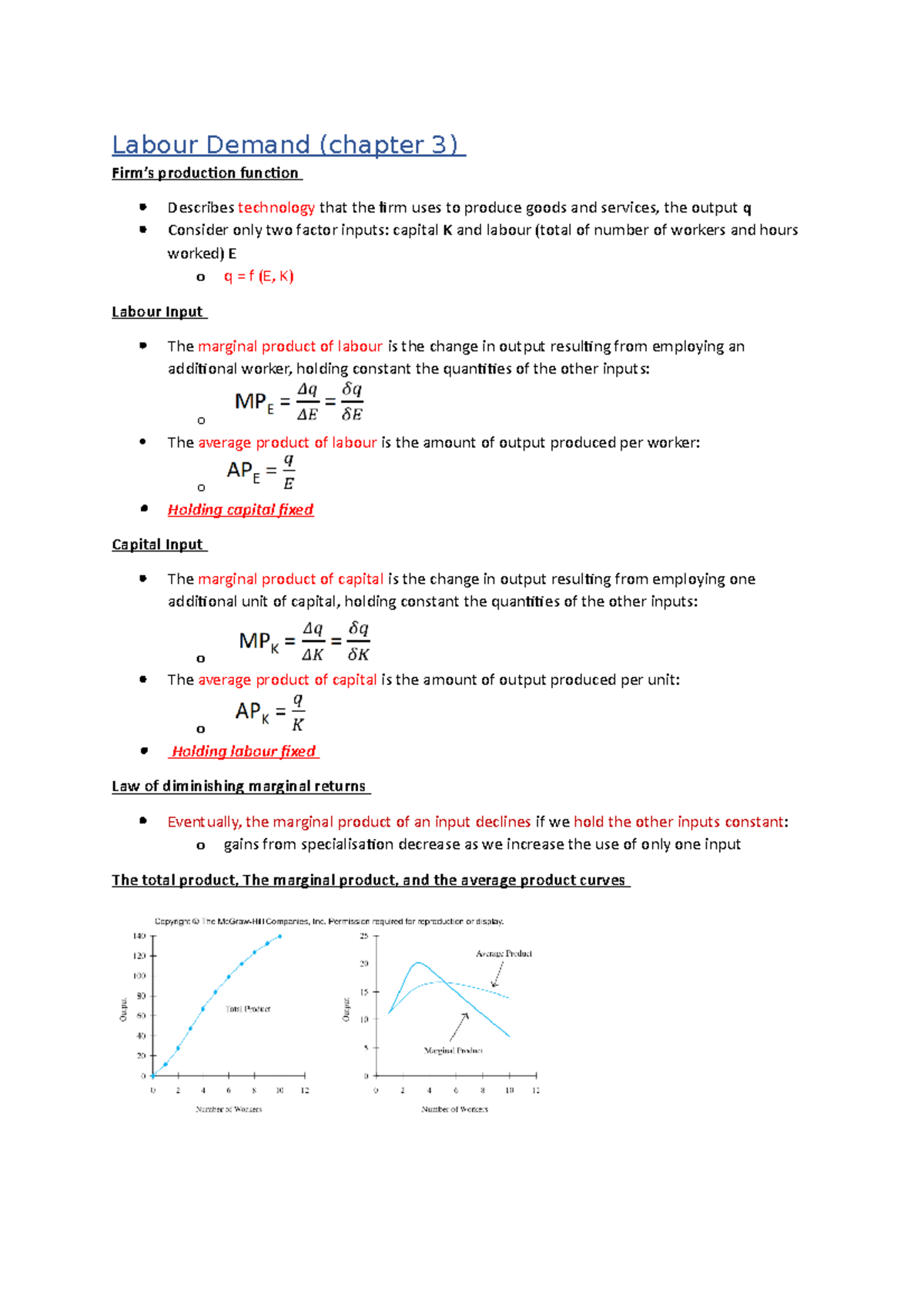 Labour demand - kkkk - Labour Demand (chapter 3) Firm’s production ...