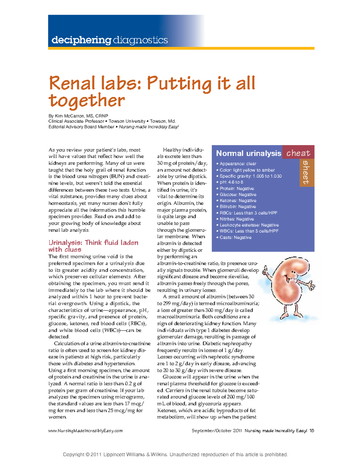 Renal Labs - NursingMadeIncrediblyEasy September/October 2011 Nursing ...