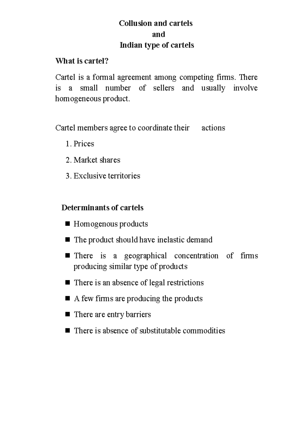 Collusion and cartels - What is cartel? Cartel is a formal agreement ...