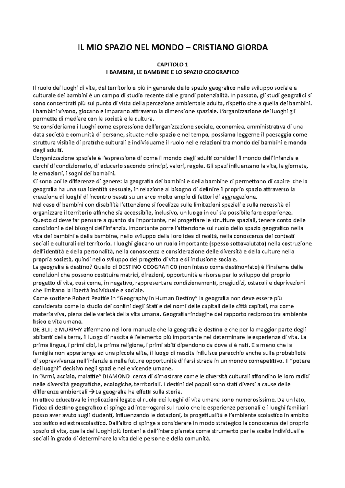 Il mio spazio nel mondo di cristiano giorda - Istituzioni di Storia e ...