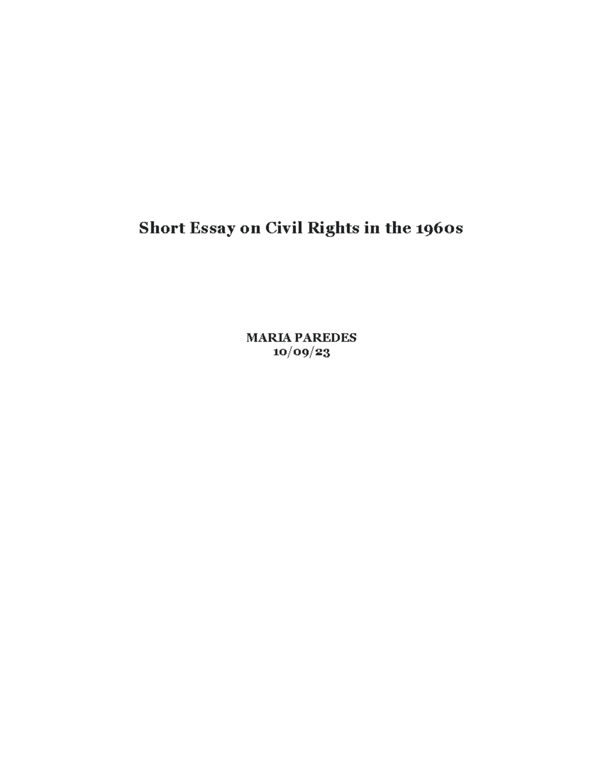 Short Essay on Civil Rights in the 1960s - One of the most important ...