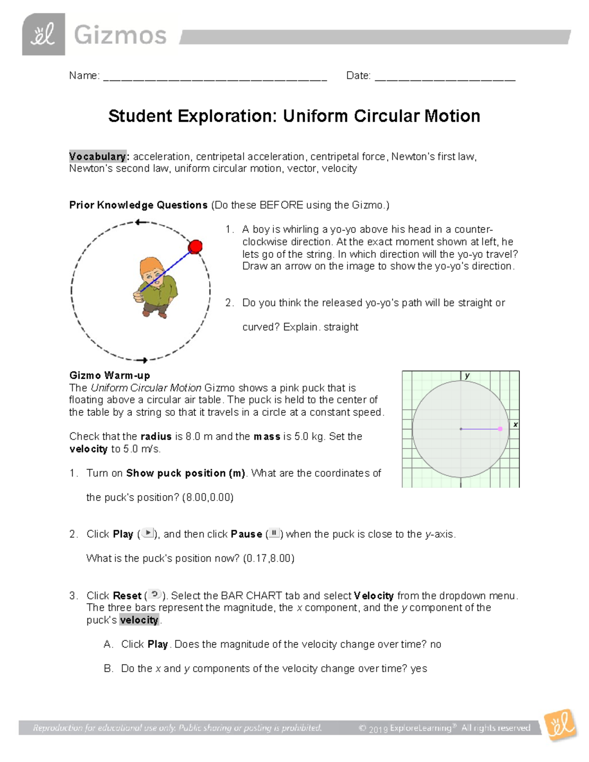 Uniform Circular Motion SE - Name ...
