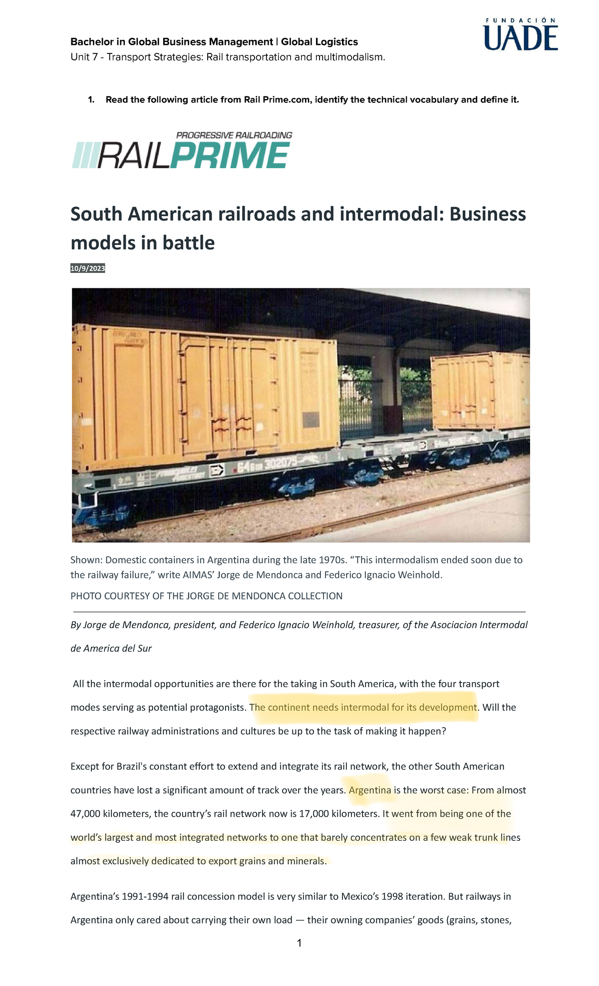 Unit 7 - Transport Strategies Rail transportation and multimodalism v2 ...