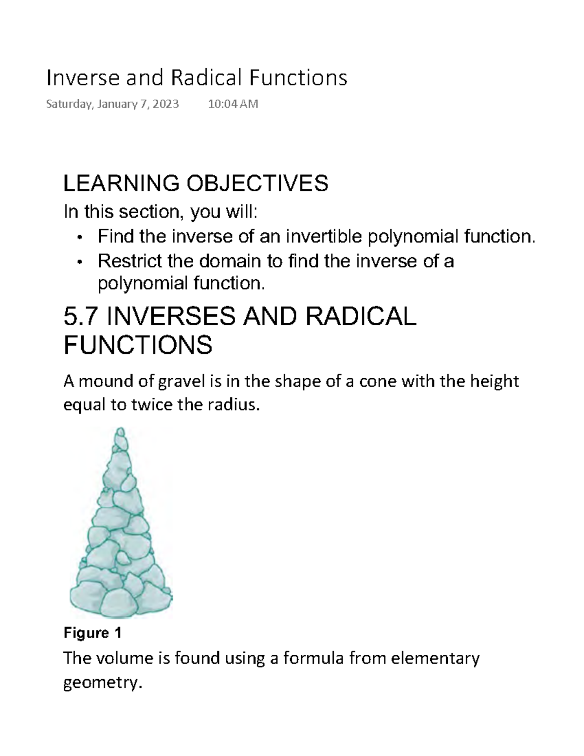 Inverse and Radical Functions - LEARNING OBJECTIVES In this section ...