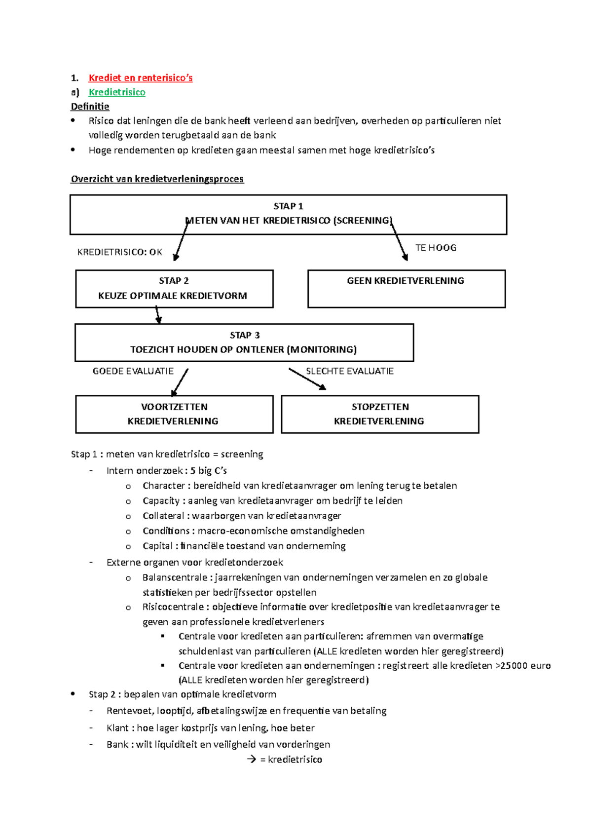 Samenvatting - Krediet en renterisico’s a) Kredietrisico Definitie ...