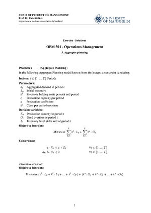 Excercise OPM 301 2023 LP 1 - CHAIR OF PRODUCTION MANAGEMENT Prof. Dr ...