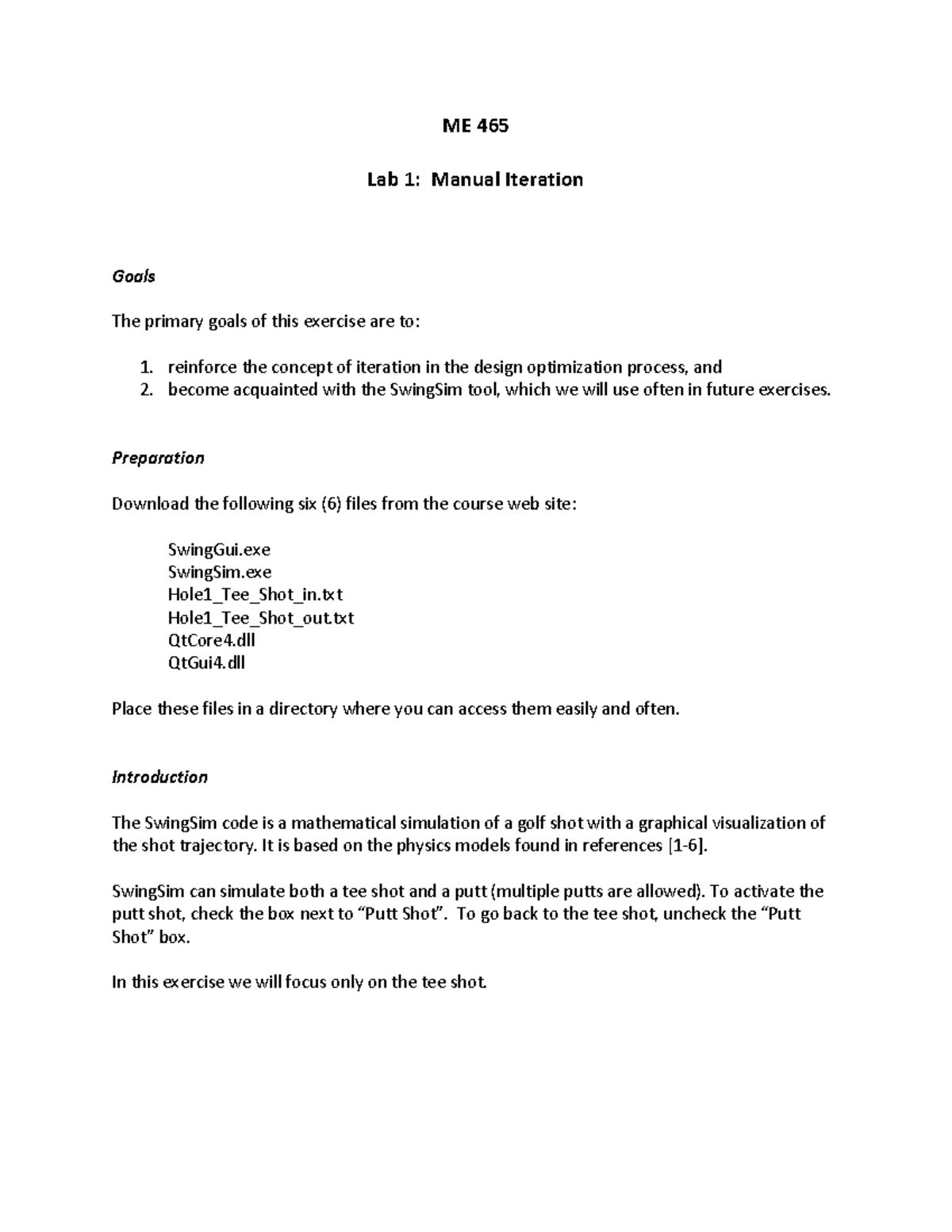 ME 465 Lab 1: Manual Iteration Goals - Studocu