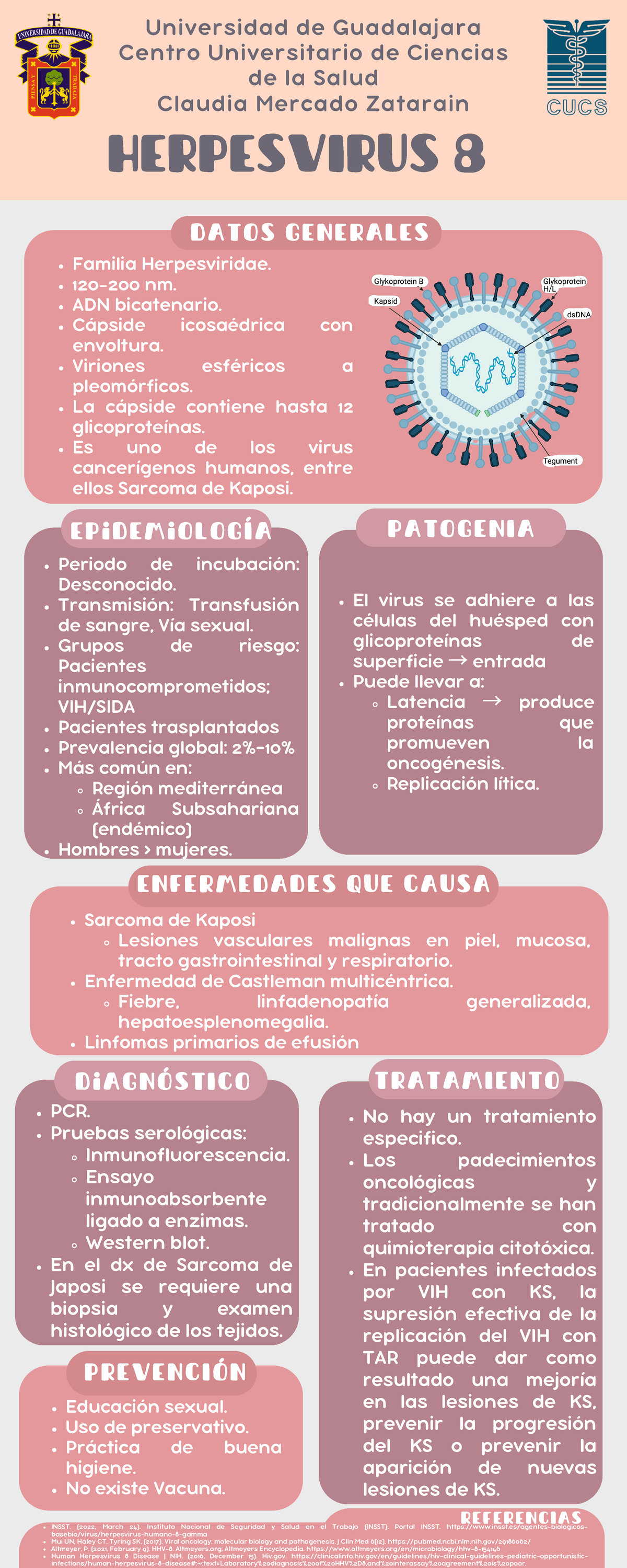 Herpes virus 8 - Familia Herpesviridae. 120-200 nm. ADN bicatenario ...