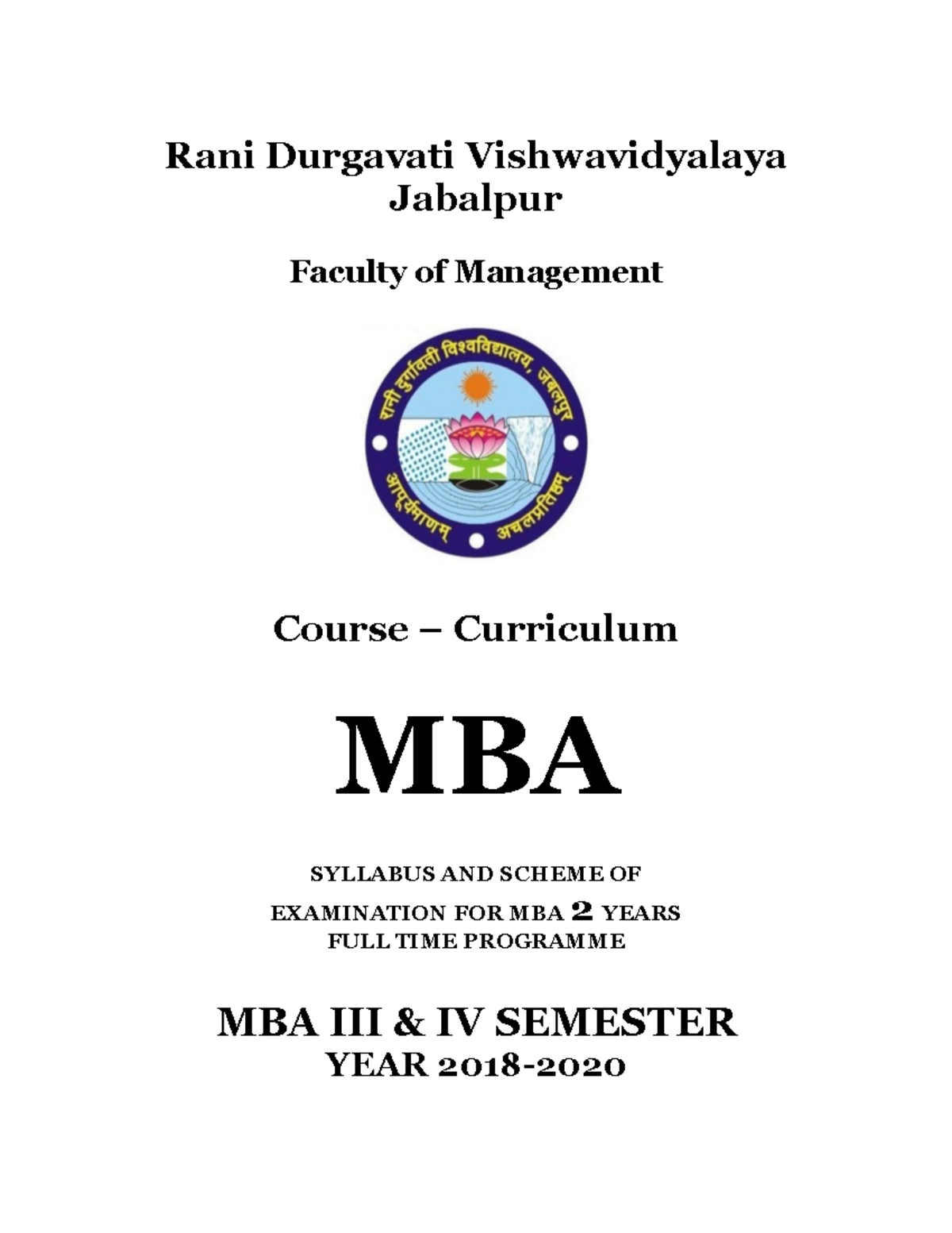 MBA Syllabus SEM3 - Syll - Rani Durgavati Vishwavidyalaya Jabalpur ...