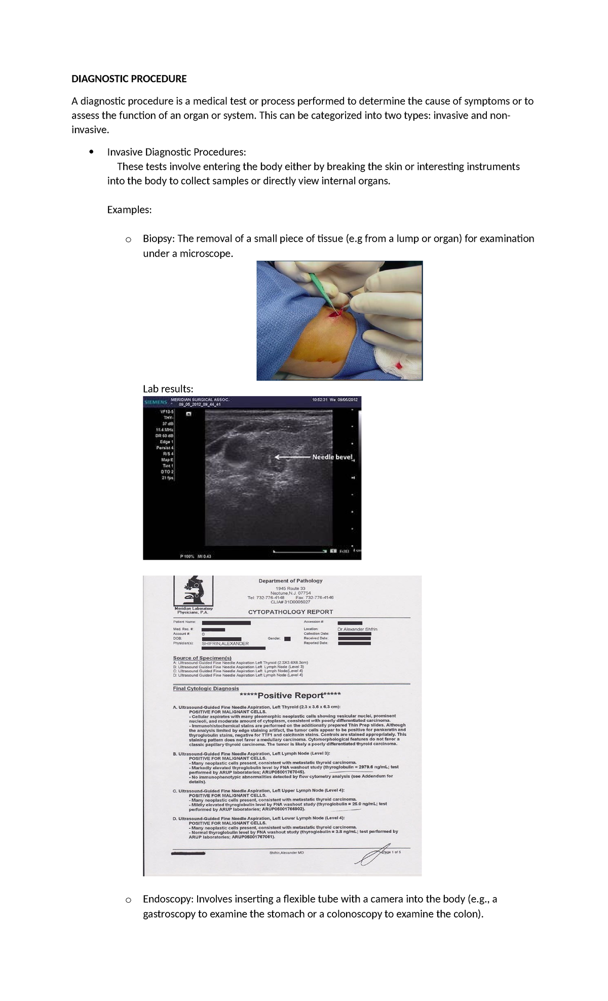 Diagnostic Procedure - DIAGNOSTIC PROCEDURE A diagnostic procedure is a ...
