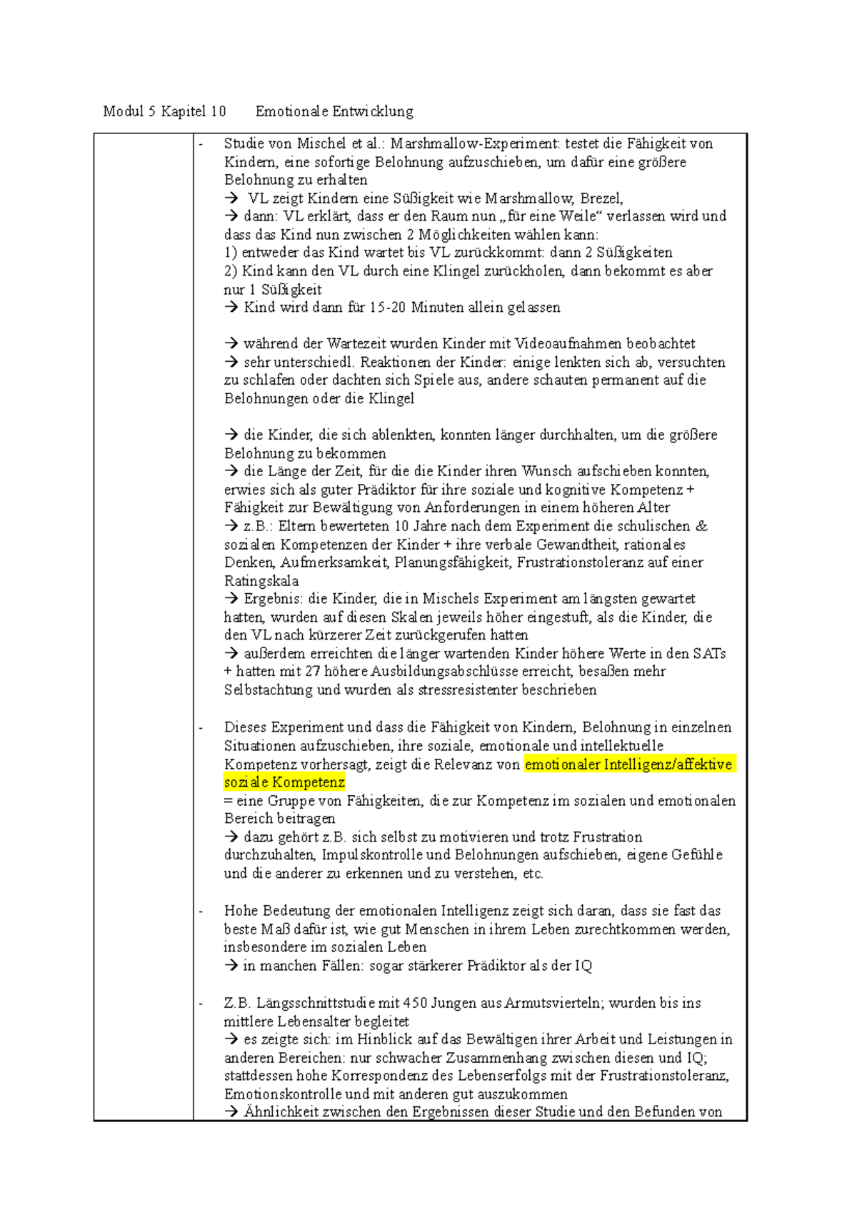 Modul 5 Kapitel 10Emotionale Entwicklung - Modul 5 Kapitel 10 Emotionale Entwicklung Studie von ...