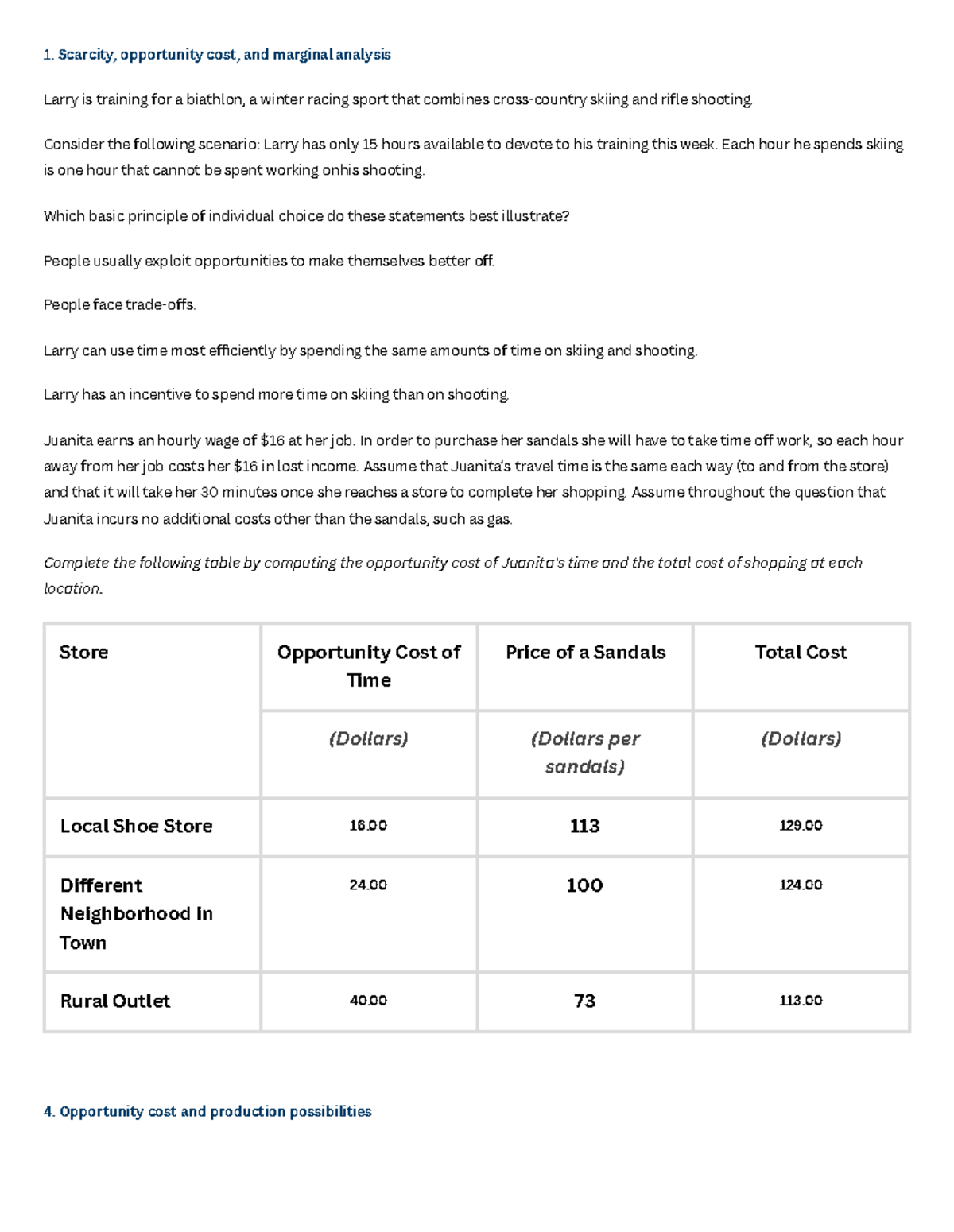 Module 1 Quiz 1 - 1. Scarcity, opportunity cost, and marginal analysis ...