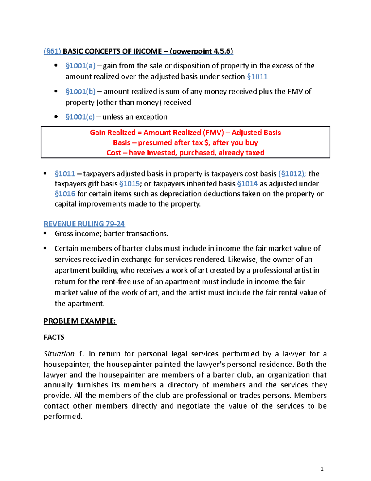 544677981 Federal Income Tax Outline 2021 AH Final - (§61) BASIC ...