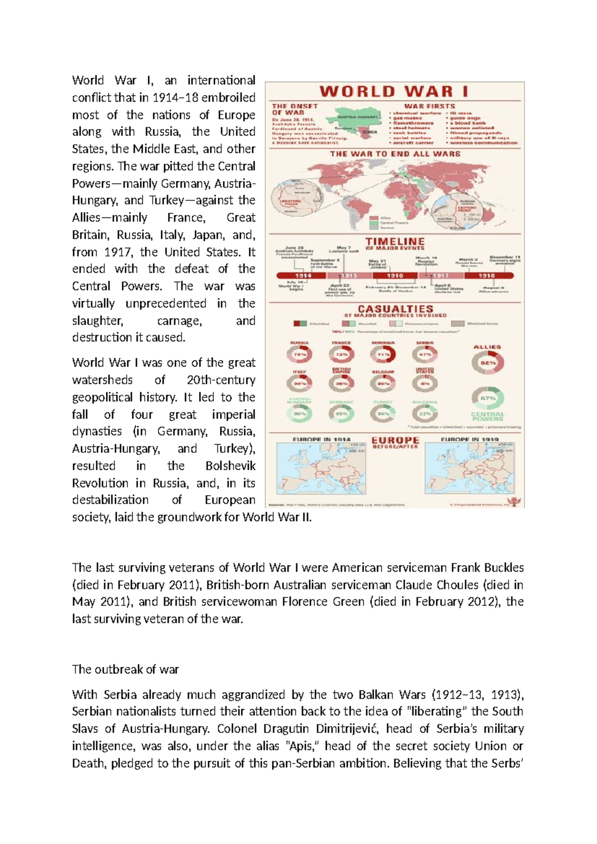 Group 6 - World WAR 1 - World War I, an international conflict that in ...