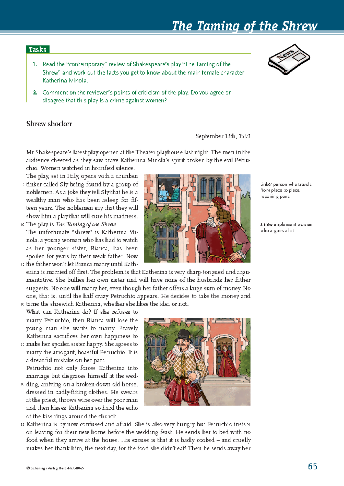The Taming of the Shrew - fiktiver Zeitungsartikel - 65 The Taming of ...