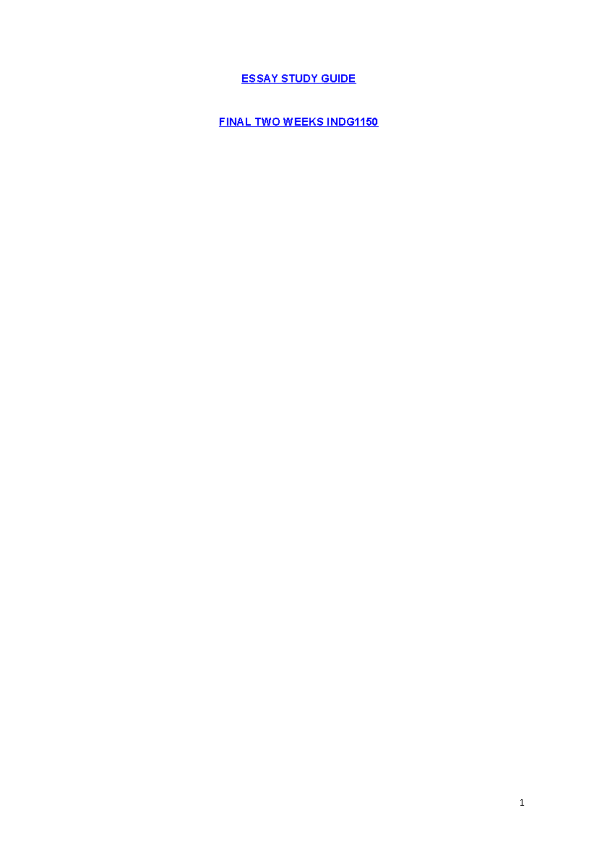 Revised INDG1150 Essay Guide and Example 2021-2 - ESSAY STUDY GUIDE ...