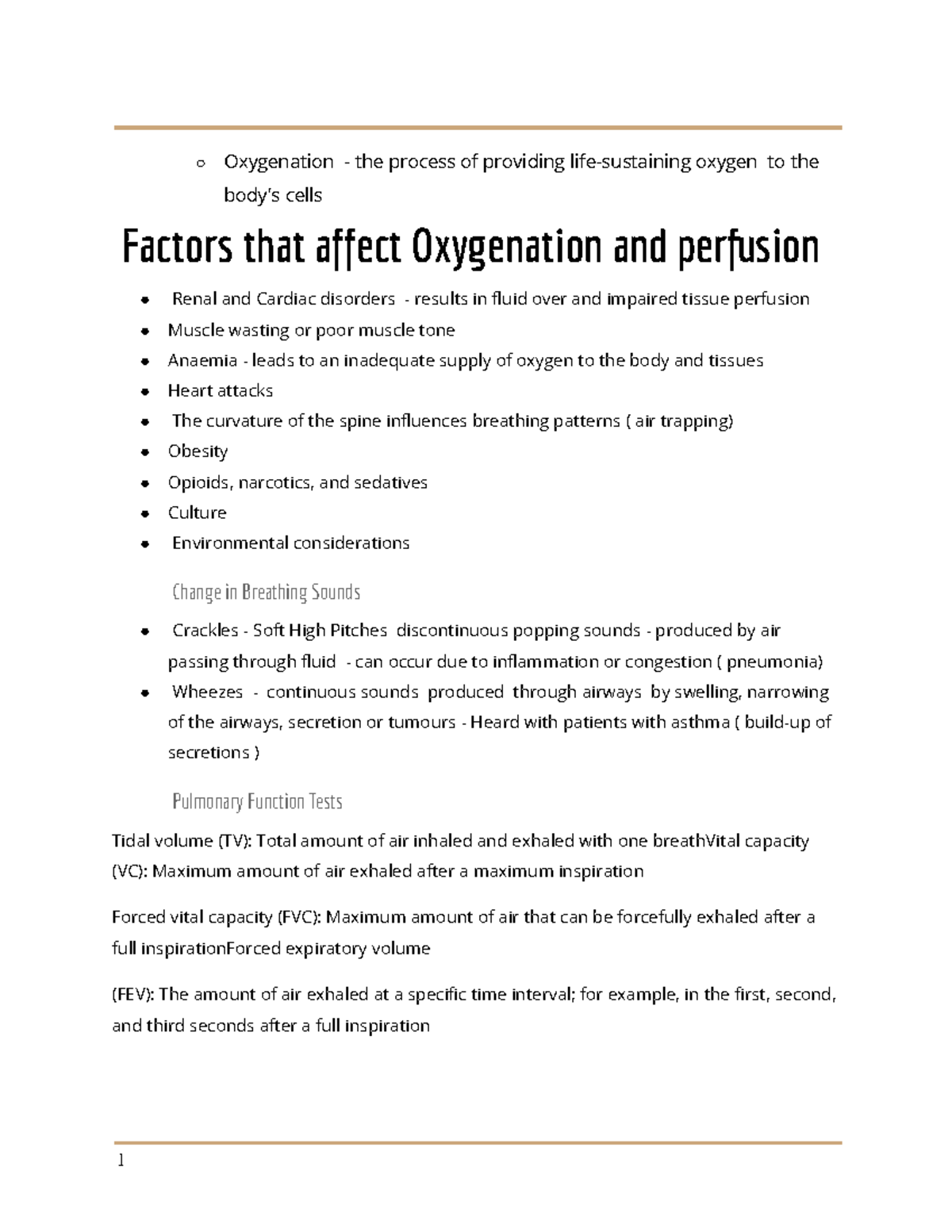 Oxygentaion and perfusion - Oxygenation - the process of providing life ...