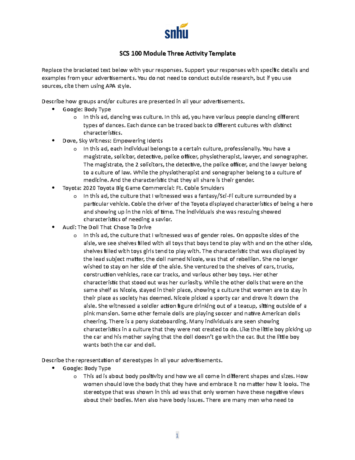 SCS 100 Module Three Activity Template - SCS 100 Module Three Activity ...