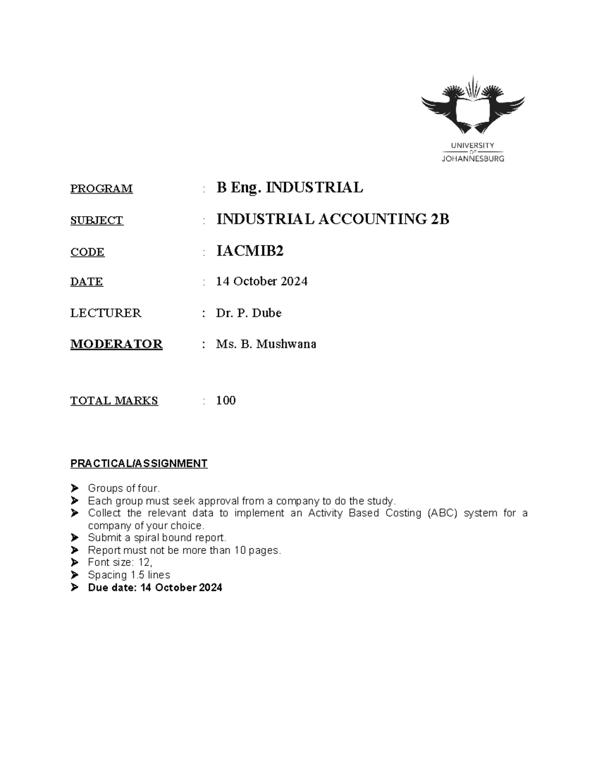 LAB GUIDE FOR MANUFACTURING SYSTEM - PROGRAM : B Eng. INDUSTRIAL ...