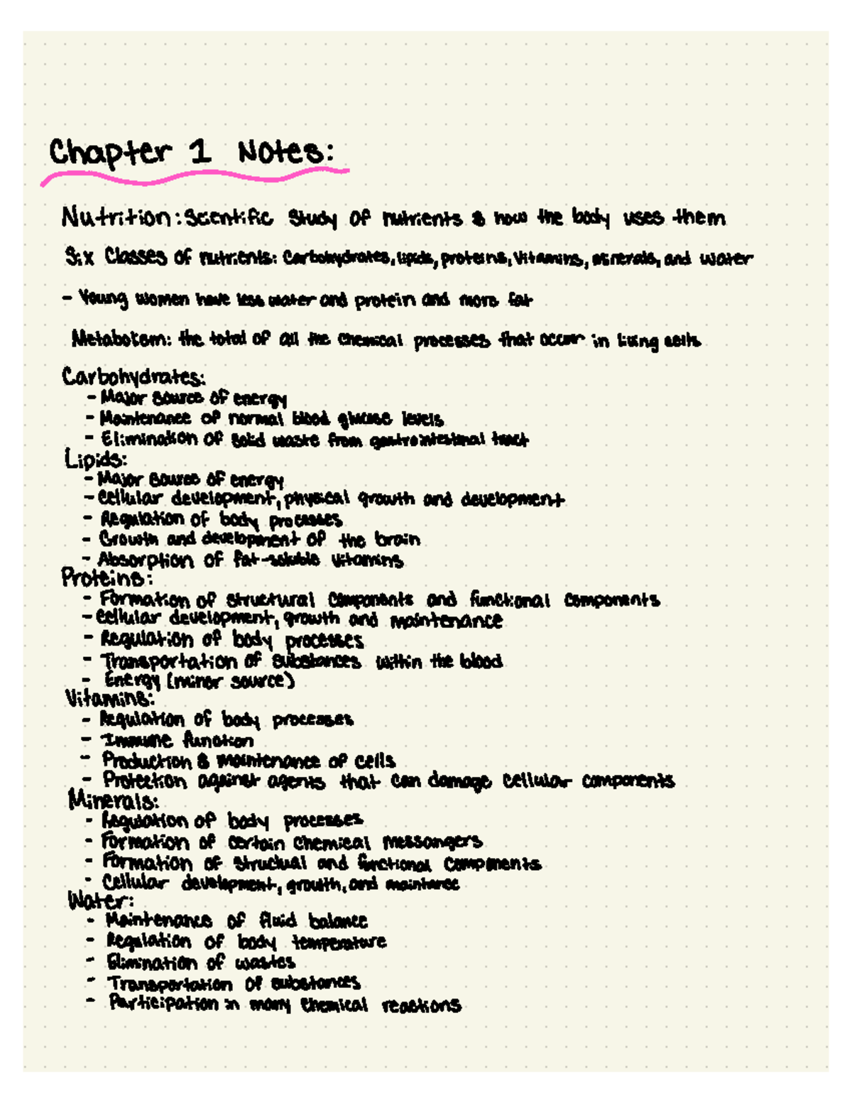Untitled Notebook - Notes on Chapters 1-3 - Chapter1N0tes:_ Nutrition ...